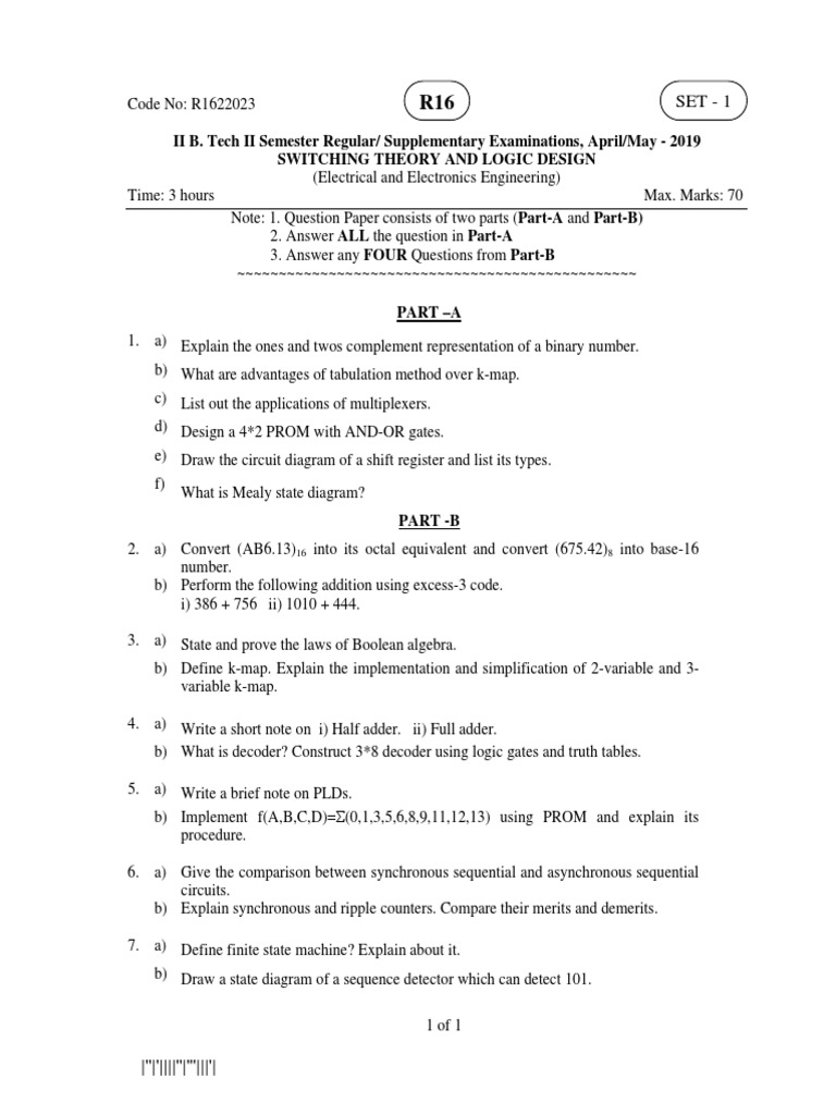 Switching Theory and Logic Design April 2019 PDF | PDF | Logic Gate ...