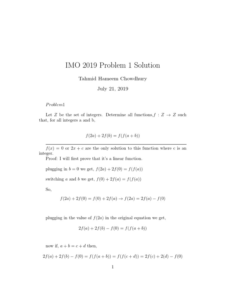 IMO 2019 Problem 1 Solution | PDF