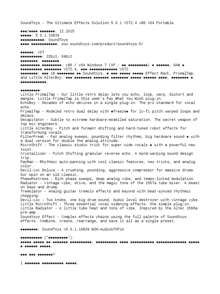 SoundToys v5.0.1.10839 WIN-AudioUTOPiA | PDF | Acoustics | Sound ...