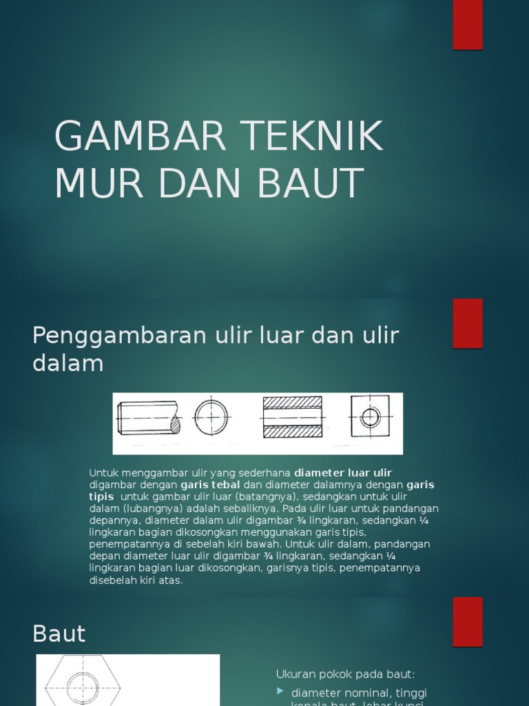 Gambar Teknik Mur dan Baut 2D | PDF