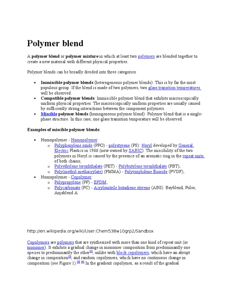 Polymer Blend | PDF | Polymers | Physical Sciences