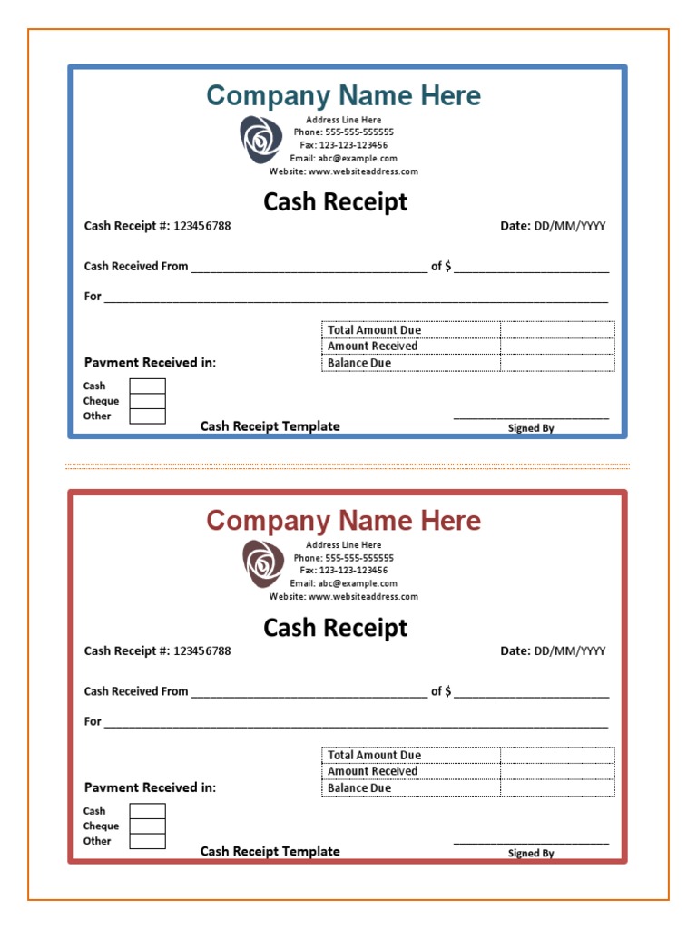 Cash Receipt Template Example | PDF