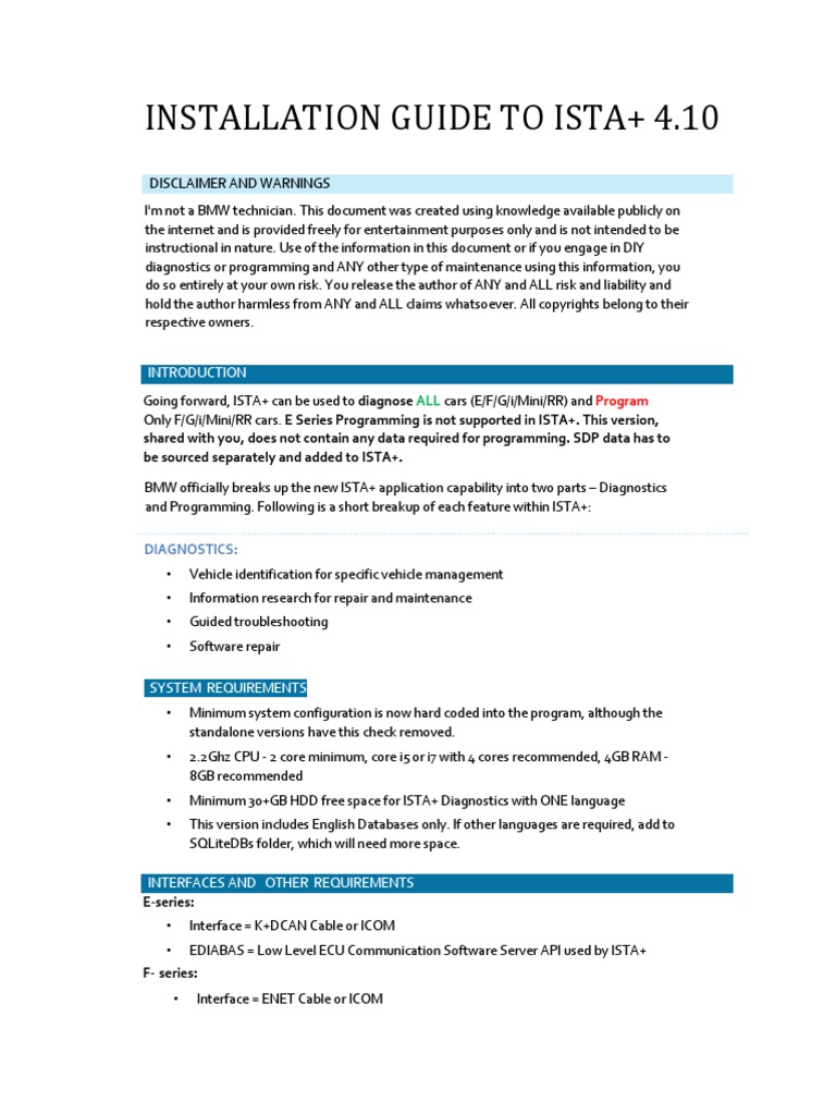 ISTA+ Installation Guide v4.10 PDF | PDF | Application Programming ...