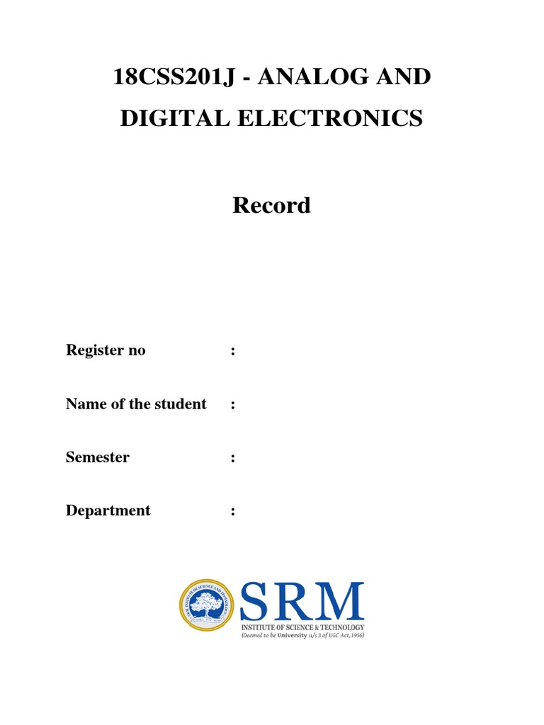 Analog and Digital Electronics Lab Manual PDF | PDF | Cmos | Rectifier
