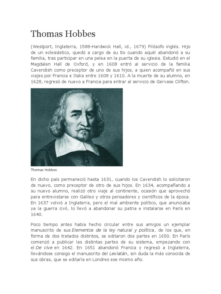 Thomas Hobbes | PDF | Thomas Hobbes | Teorías filosóficas