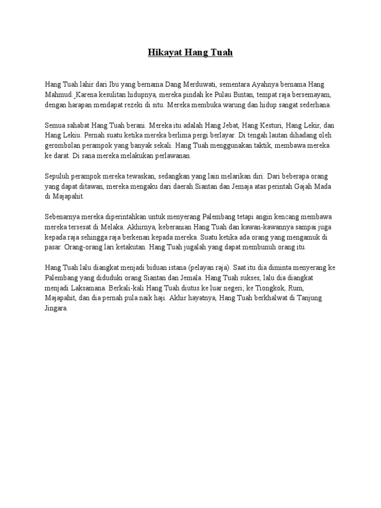 Hikayat Hang Tuah | PDF