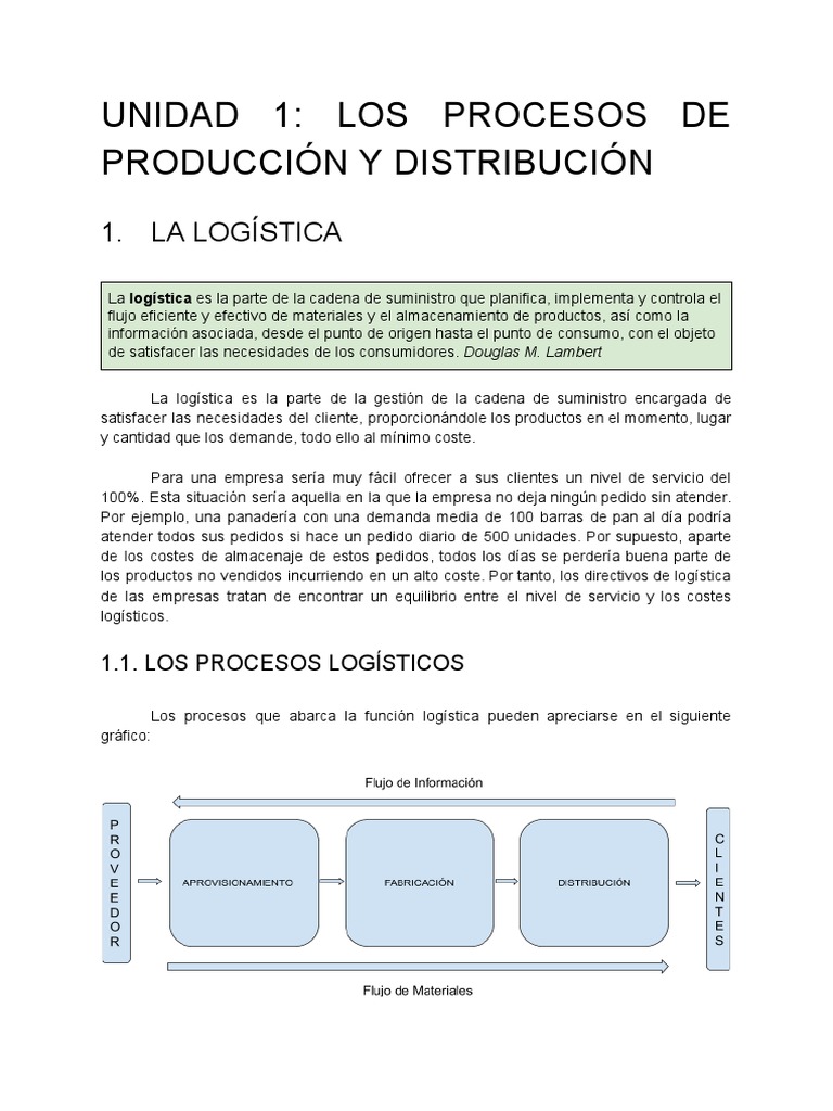 UNIDAD 1 - LOS PROCESOS DE PRODUCCIÓN Y DISTRIBUCIÓN (Parte 1) PDF ...