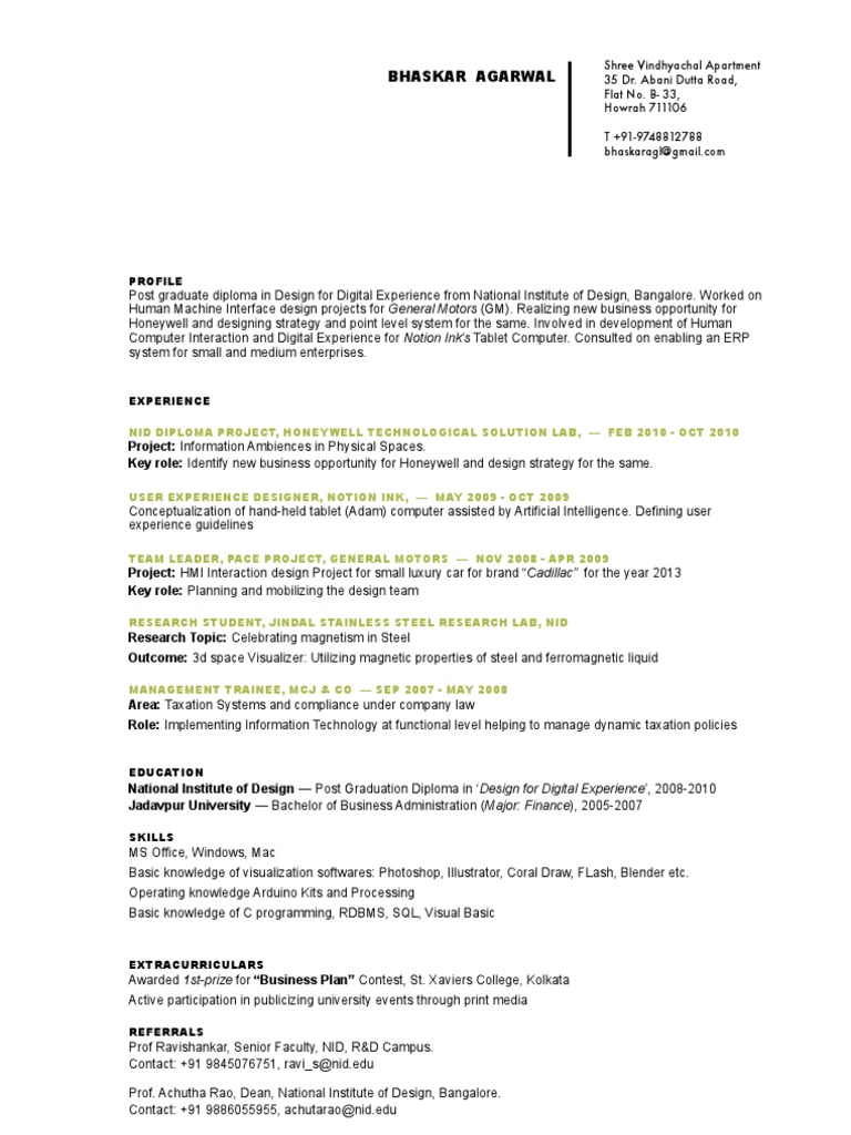 Bhaskar Agarwal CV | PDF | User Interface | Design