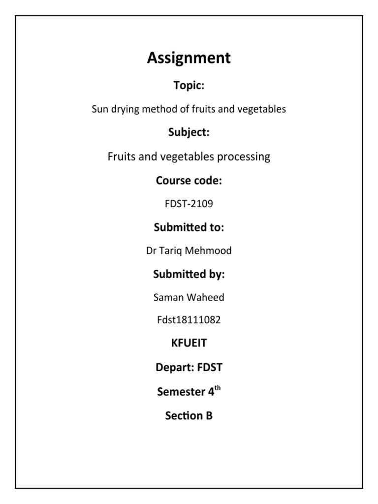Fruits and Vegetales Assignment 1,2 | PDF | Dried Fruit | Vegetables