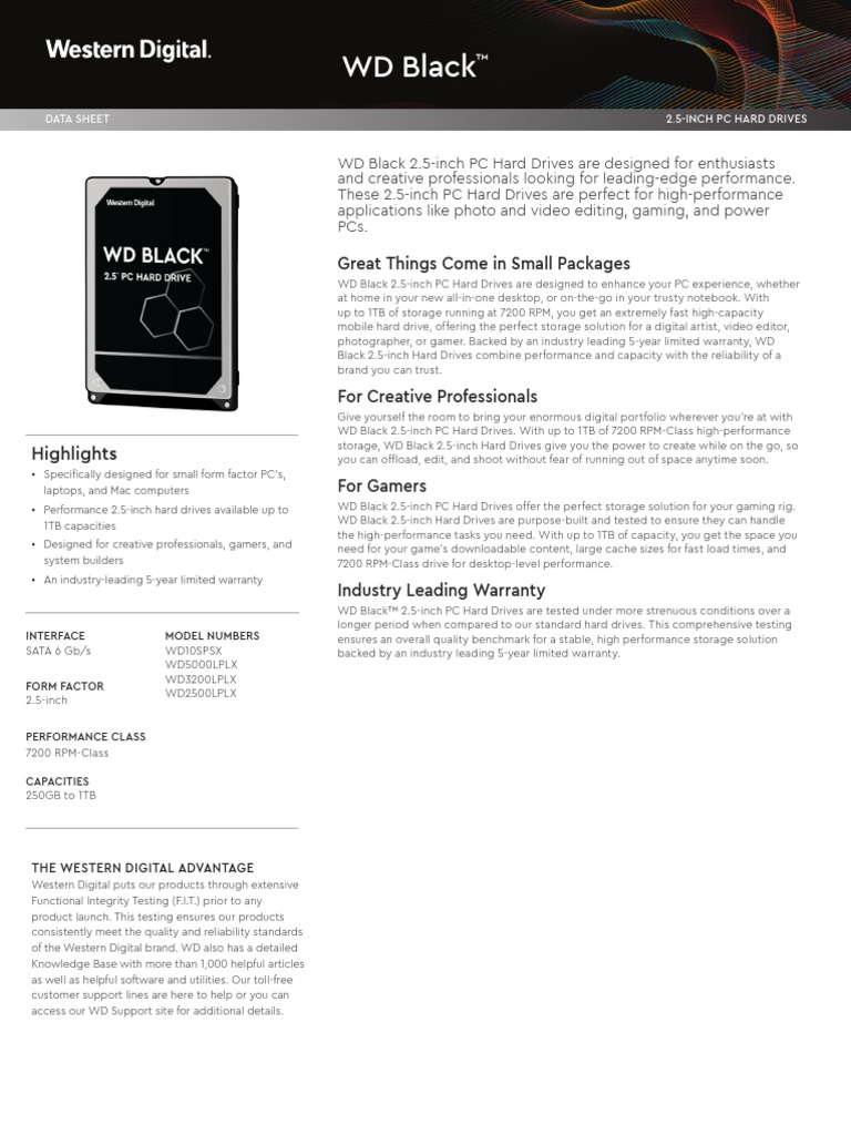 Data Sheet WD Black Mobile Hard Drives 2879 771435 | PDF | Hard Disk ...