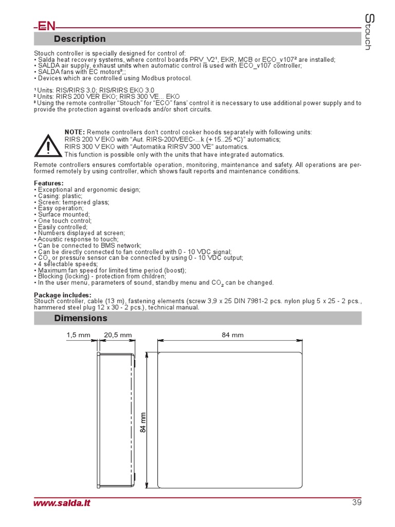 S Touch MANUAL - EN | PDF | Power Supply | Control Theory