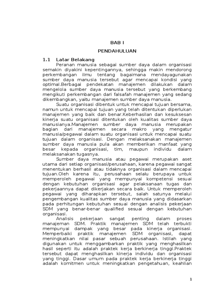 BAB 1-3 Analisis Pekerjaan MSDM | PDF