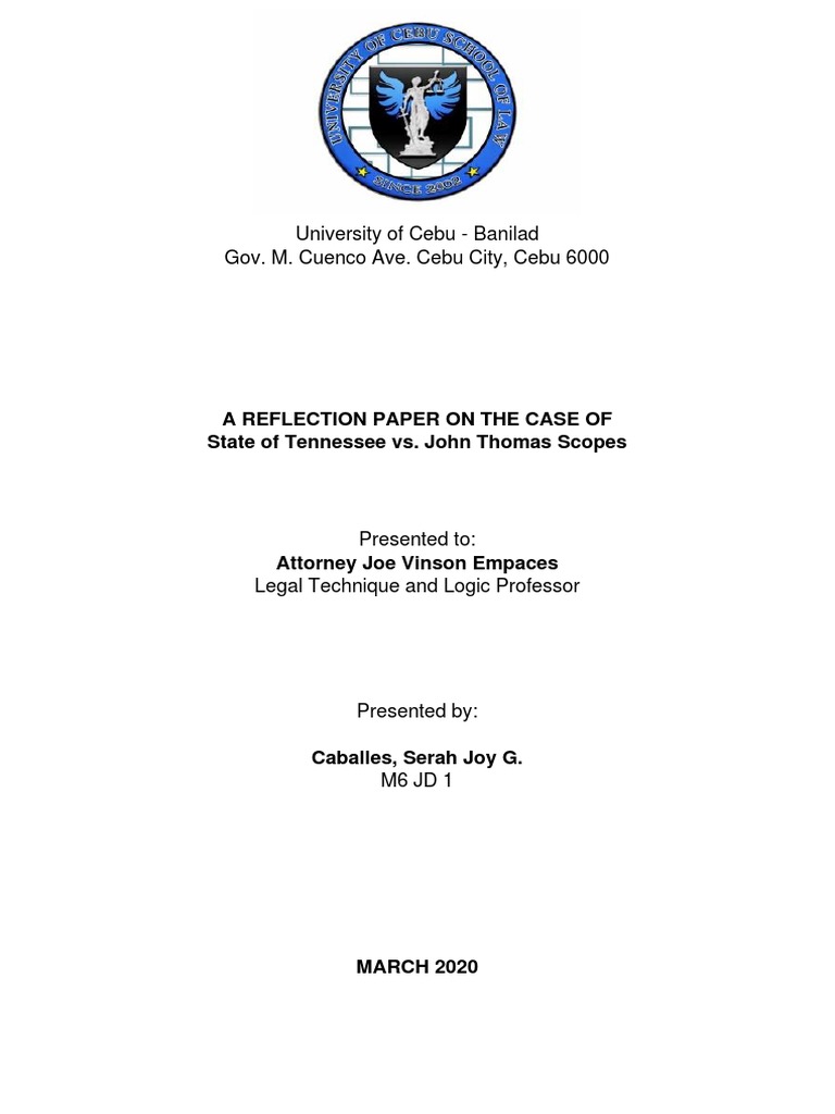 Case Reflection Scope Trial | PDF | Religion And Belief | Science