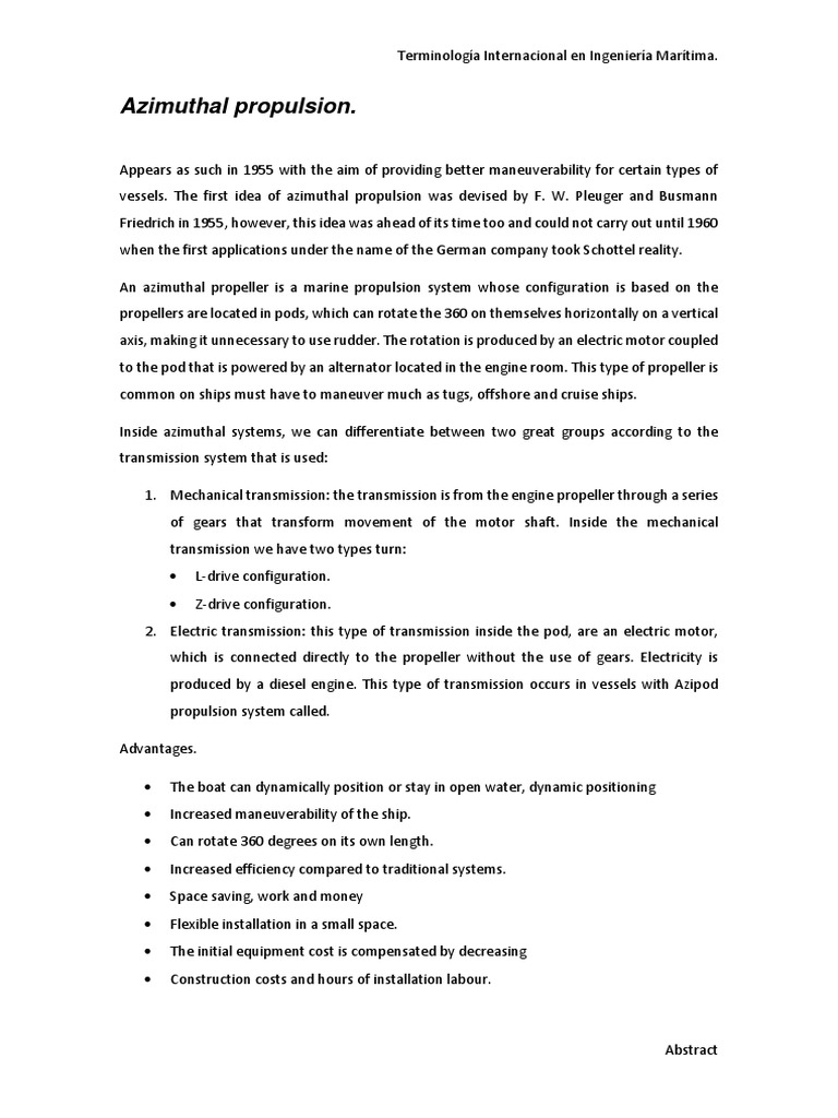 The Azimuthal Propulsion | PDF | Marine Propulsion | Propeller