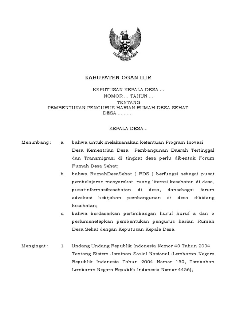 Contoh Draft SK RDS 2020 | PDF