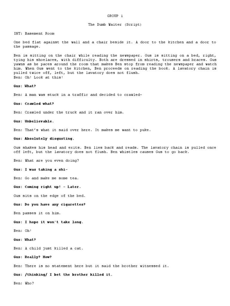 The Dumb Waiter - EAPP | PDF