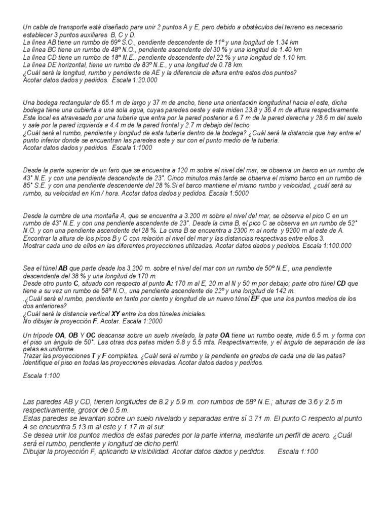 Rumbo, Pendiente y Longitud Verdadera | PDF | Longitud | Observación ...