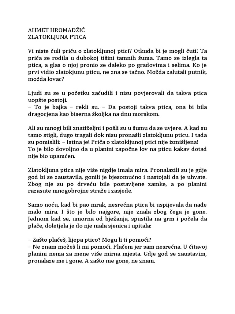A Hromadzic ZLATOKLJUNA PTICA | PDF