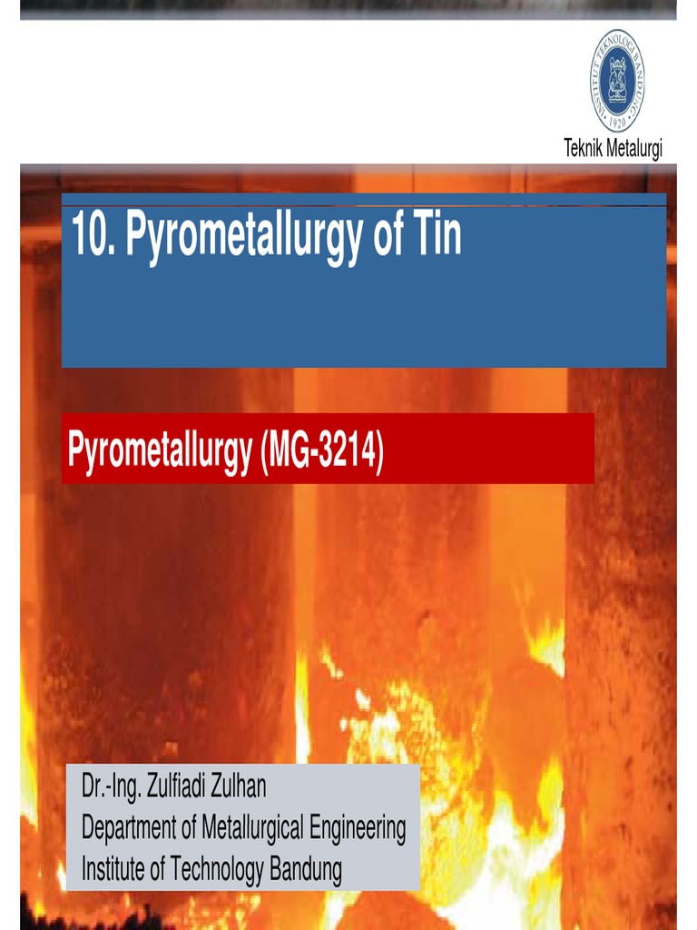 Pyrometallurgy - Tin, Rev 1 PDF | PDF | Tin | Iron