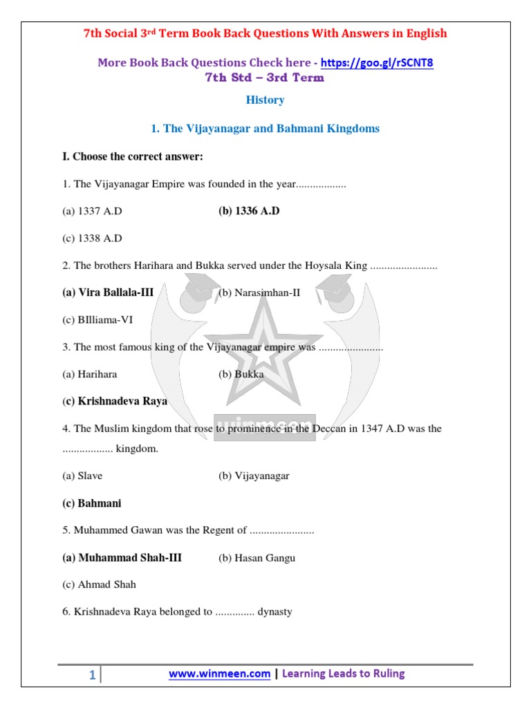 7th Social Science Term 3 Answers | PDF | Oceans | Taxes