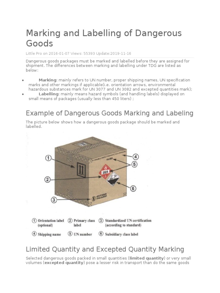 Marking and Labeling Dangerous Goods | PDF
