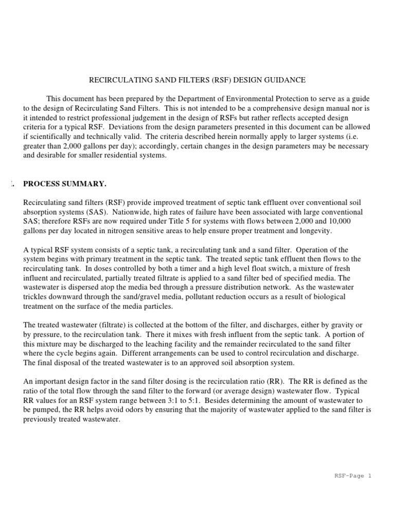 Recirculating Sand Filter Design PDF | PDF | Septic Tank | Filtration