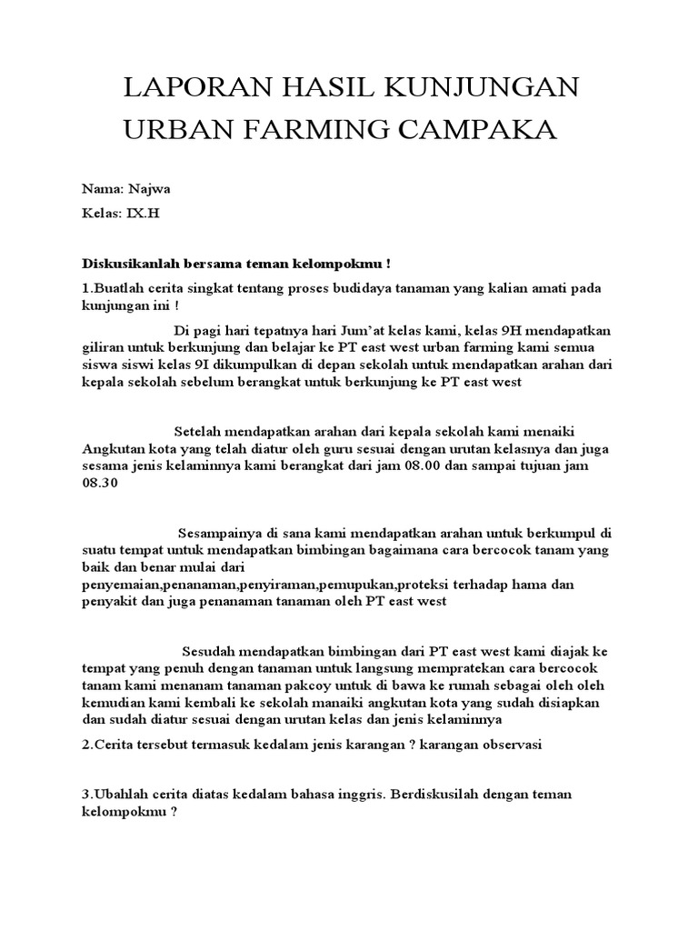 Contoh Urban Farming di Sekolah | PDF | Seni & Disiplin Bahasa