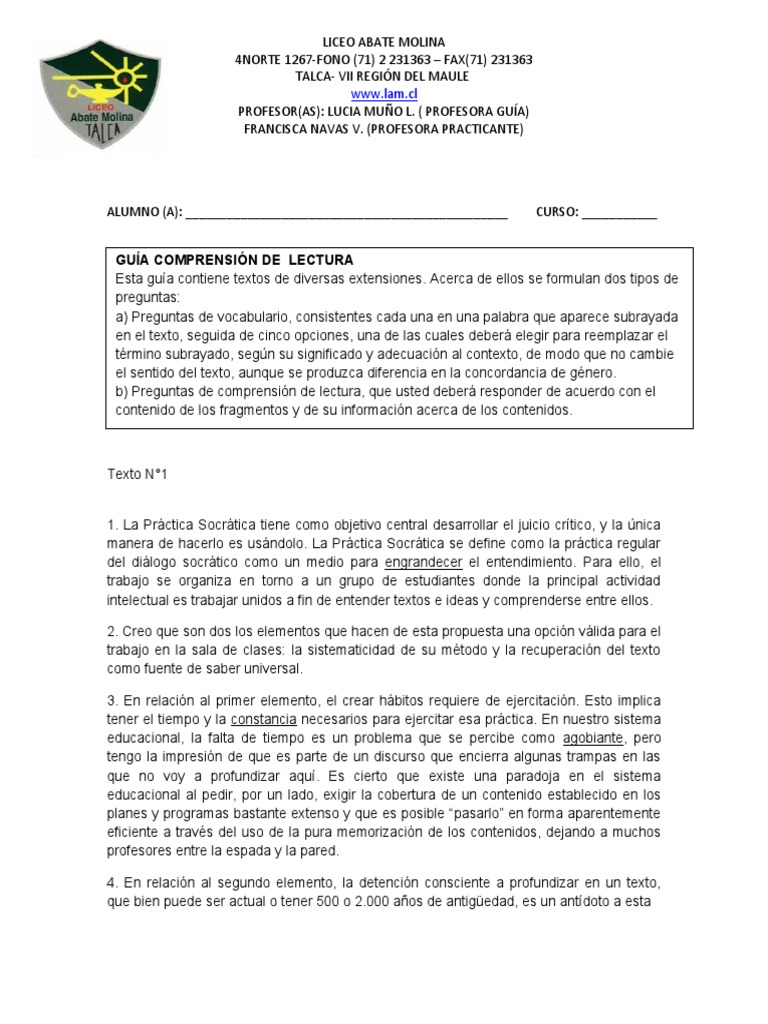 Guia Comprensión Lectora SOLUCIONES Guia 3 | PDF | Desarrollo ...