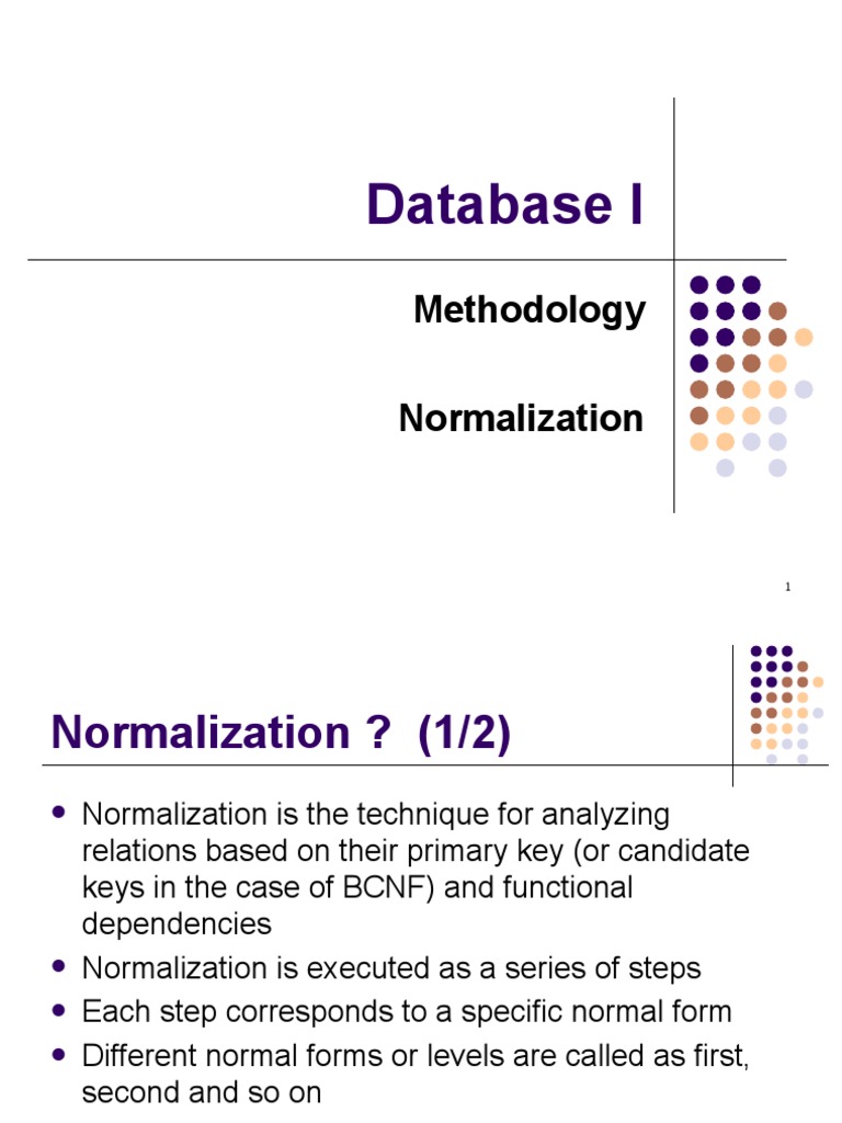 Database I: Methodology Normalization | PDF | Information Technology | Computer Data