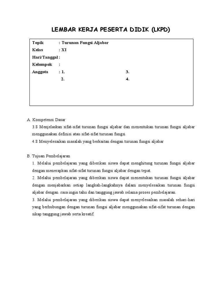 LKPD Turunan Fiks | PDF