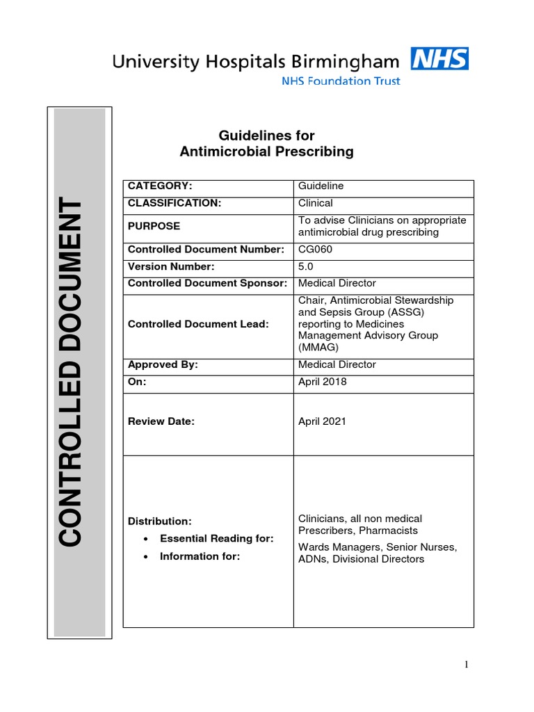 Guidelines For Antimicrobial Prescribing v5.0 PDF | PDF | Methicillin ...