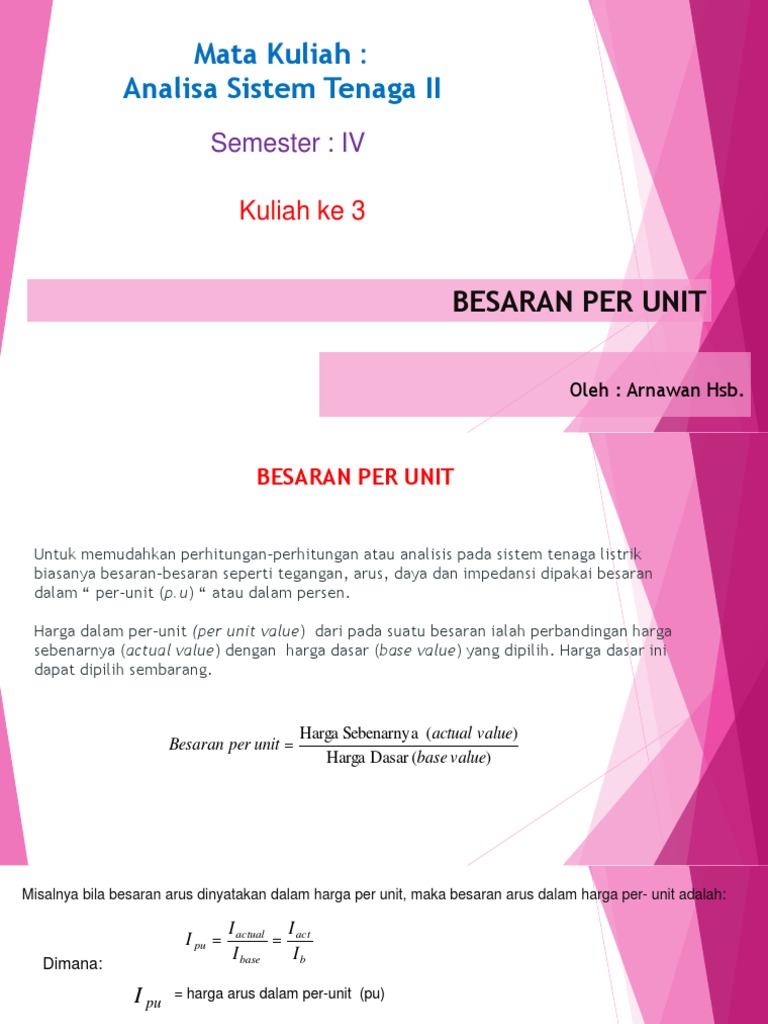 Besaran Per Unit dalam Sistem Tenaga | PDF