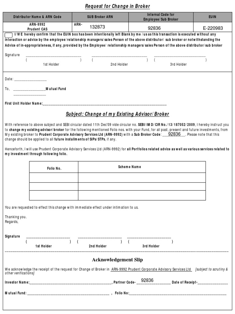 Change of Broker | Download Free PDF | Financial Markets | Corporations