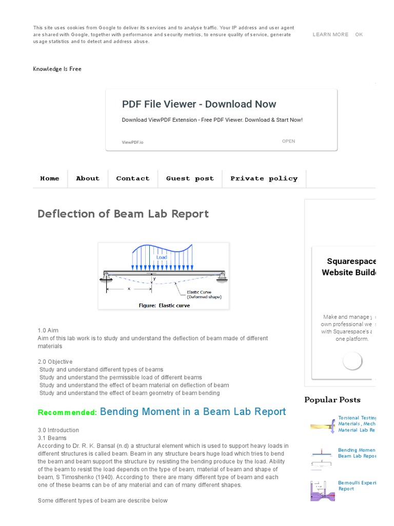 Beam Deflection Lab Report Overview | PDF | Beam (Structure) | Young's ...