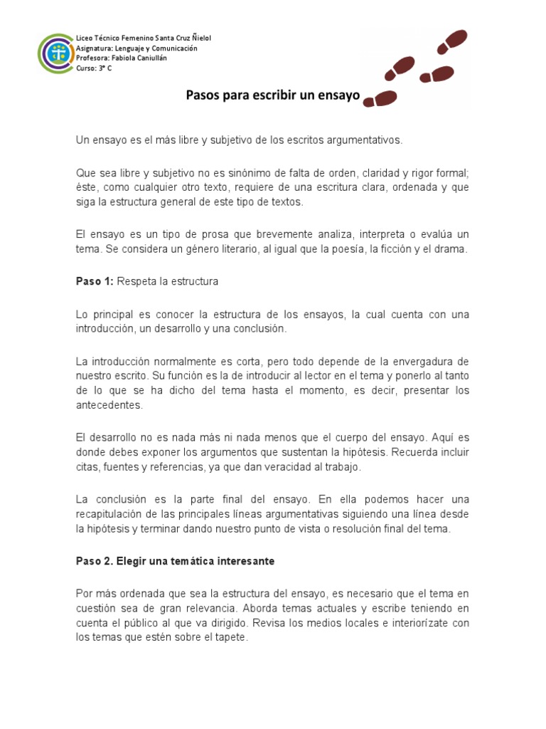 Pasos para Escribir Un Ensayo | PDF | Ensayos | Epistemología