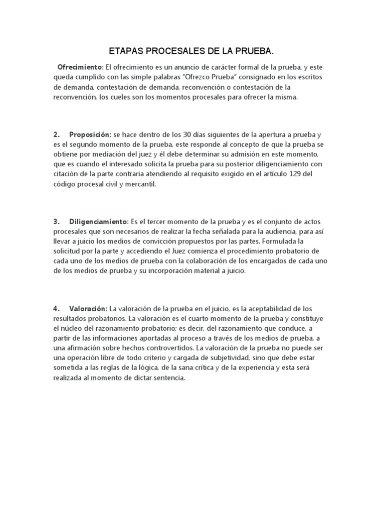 Etapas Procesales de La Prueba | PDF