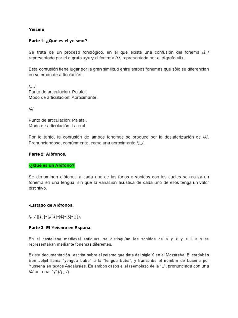Yeísmo: Fonología y Expansión Global | PDF | Fonema | Voz humana
