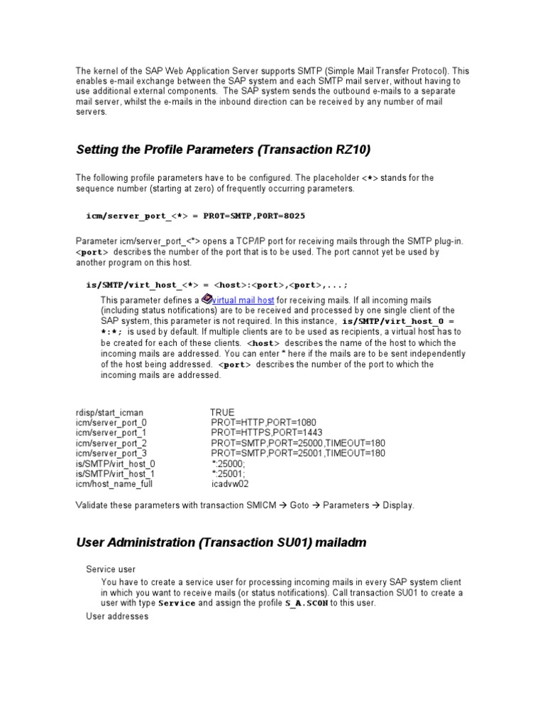 Configuration of SAP SMTP | PDF | Port (Computer Networking ...