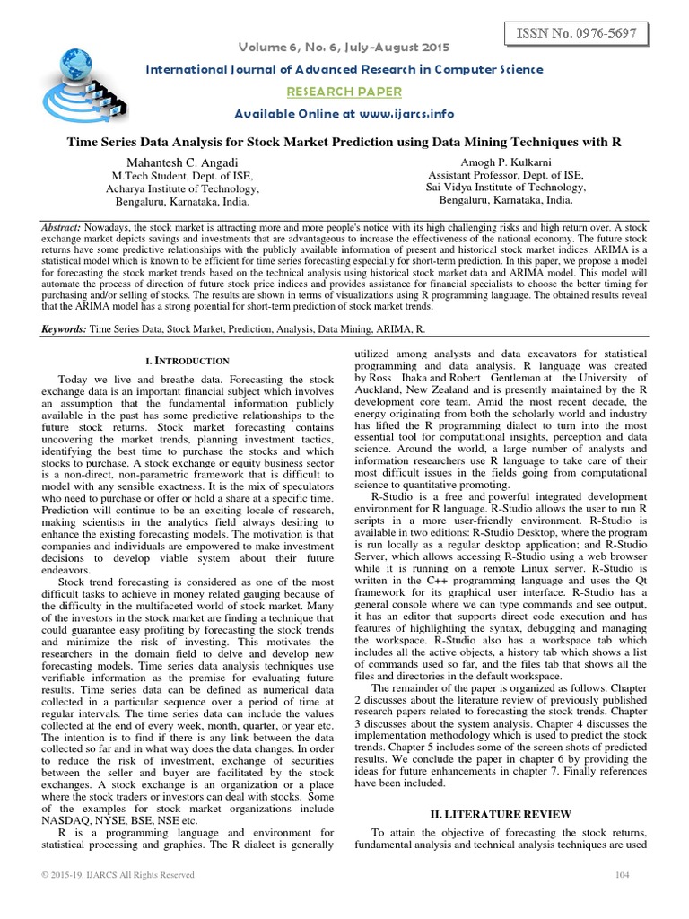 Time Series Analysis With R | PDF | Forecasting | Technical Analysis