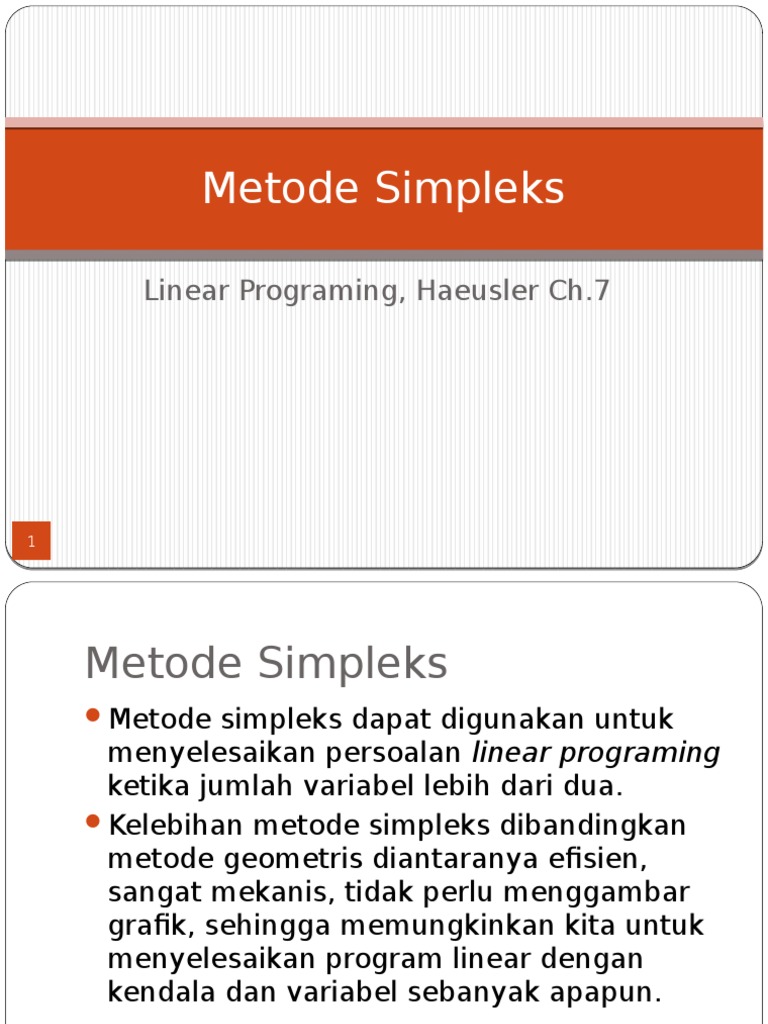 Metode Simpleks (LP - 2) | PDF | Metode & Bahan Ajar