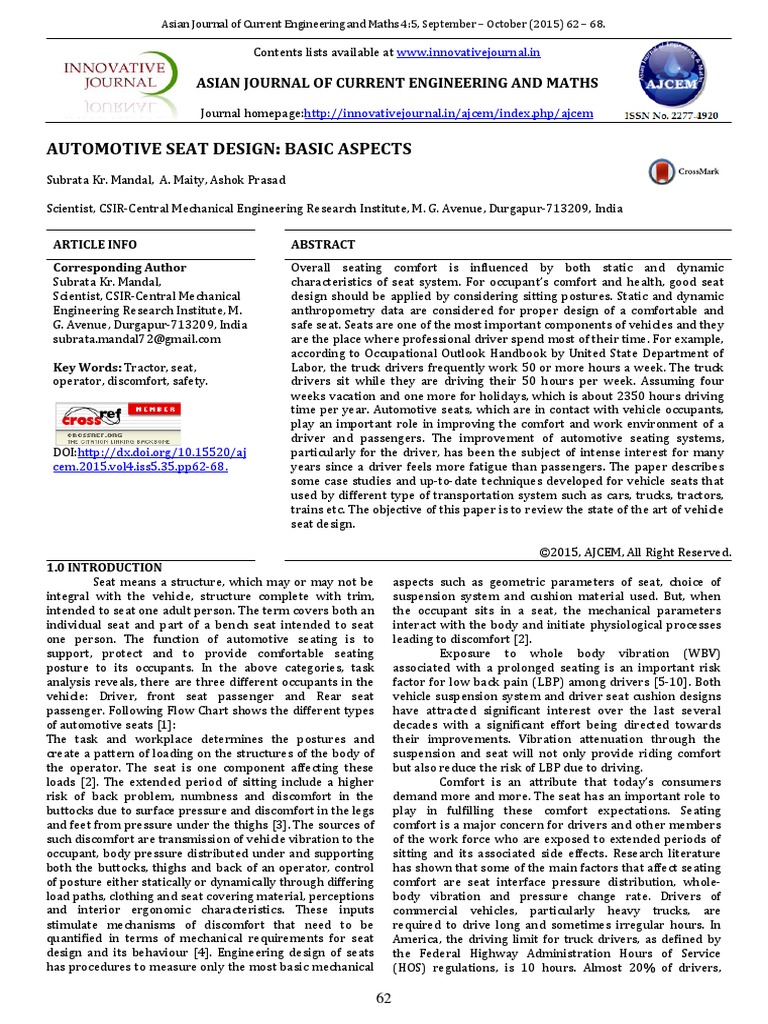 Automotive Seat Design | PDF | Human Factors And Ergonomics | Simulation