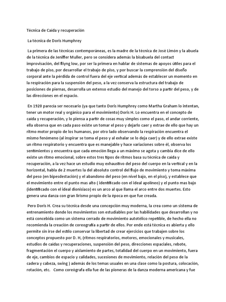 Técnica - Doris Humphrey | PDF | Bailes | Ritmo