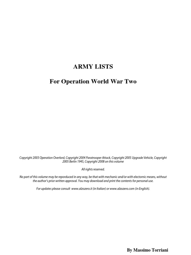 OWW2 Army Lists in English | PDF | Platoon | Semi Automatic Firearm