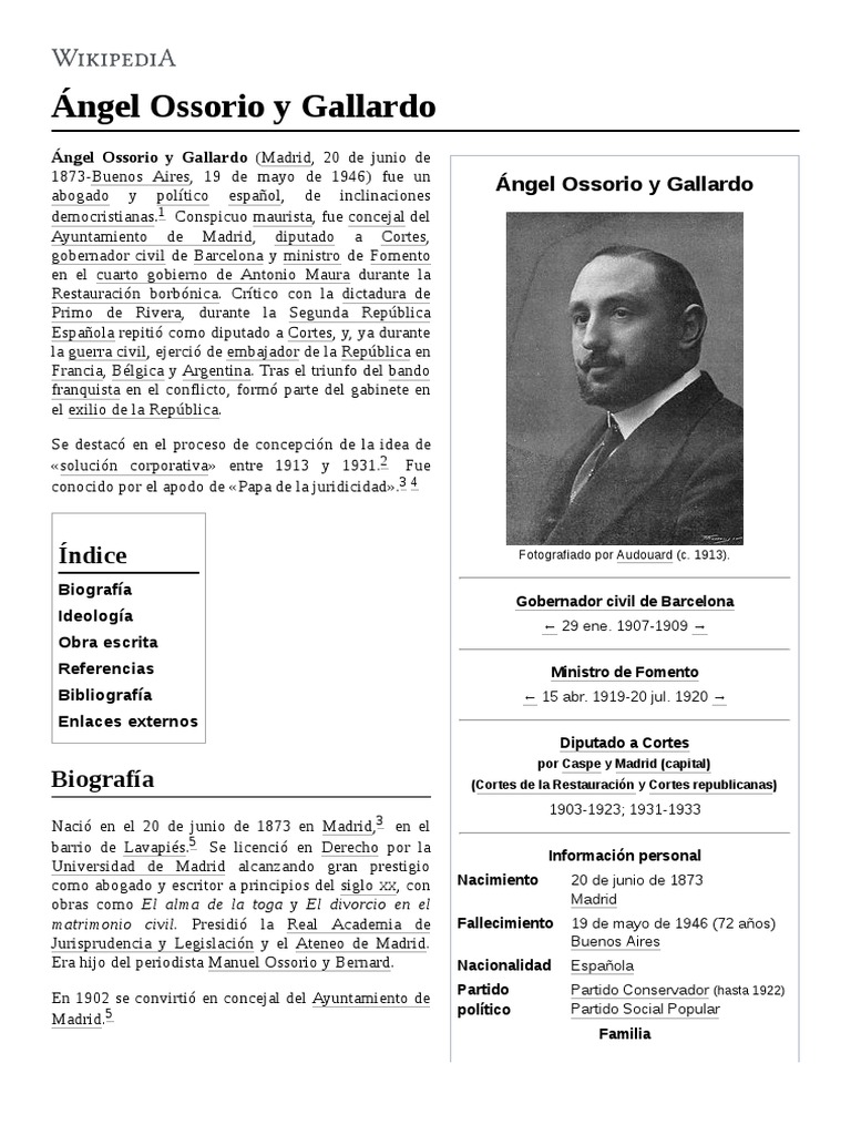 Ángel Ossorio y Gallardo | PDF | Política de españa | Gobierno