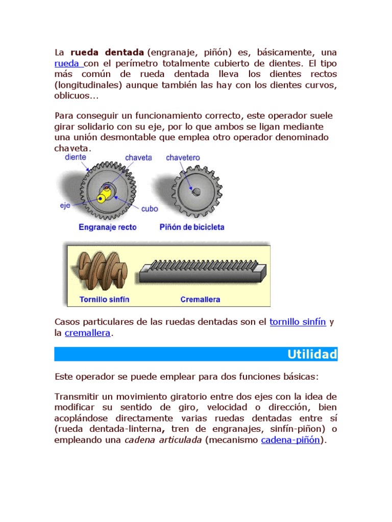 Mecanismos de Engranajes y Transmisión | PDF | Engranaje | Transmisión ...