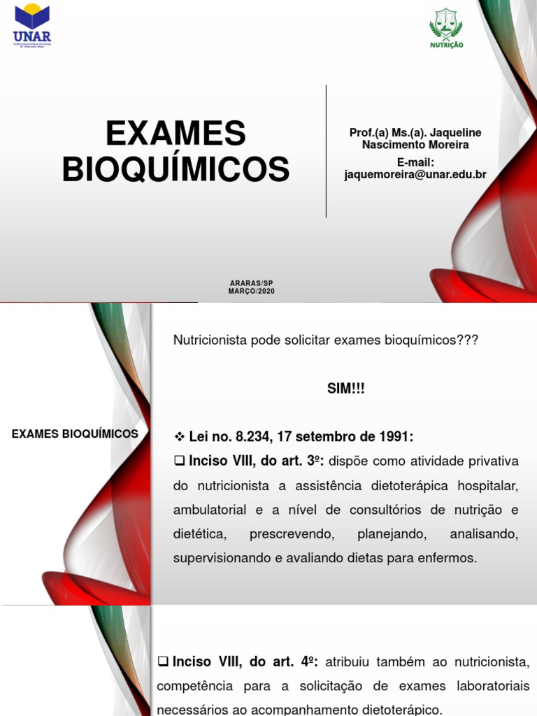 Exames Bioquímicos para Nutricionistas | PDF | Vitamina D | Anemia
