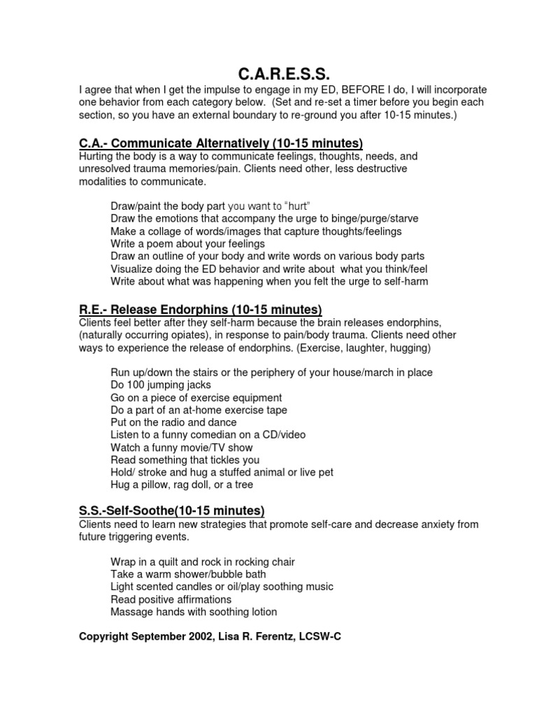 CARESS Checkpoints For Self Encouragement | PDF