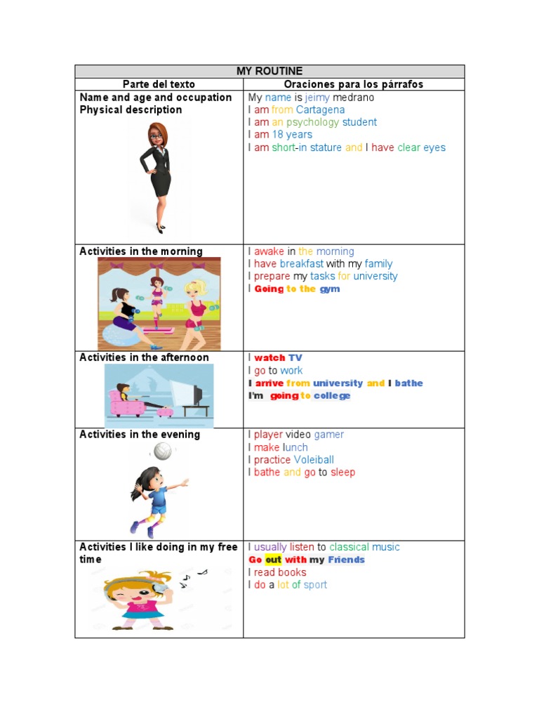 MY ROUTINE Jeimy Medrano | PDF