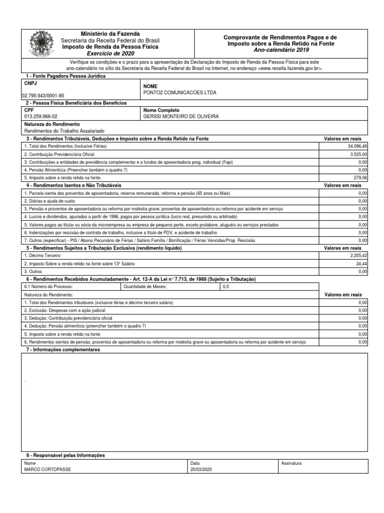 informe | Imposto de Renda | Renda