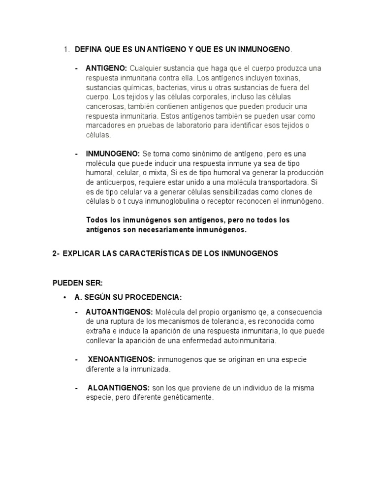 Defina Que Es Un Antígeno y Que Es Un Inmunogeno | PDF | Antígeno ...
